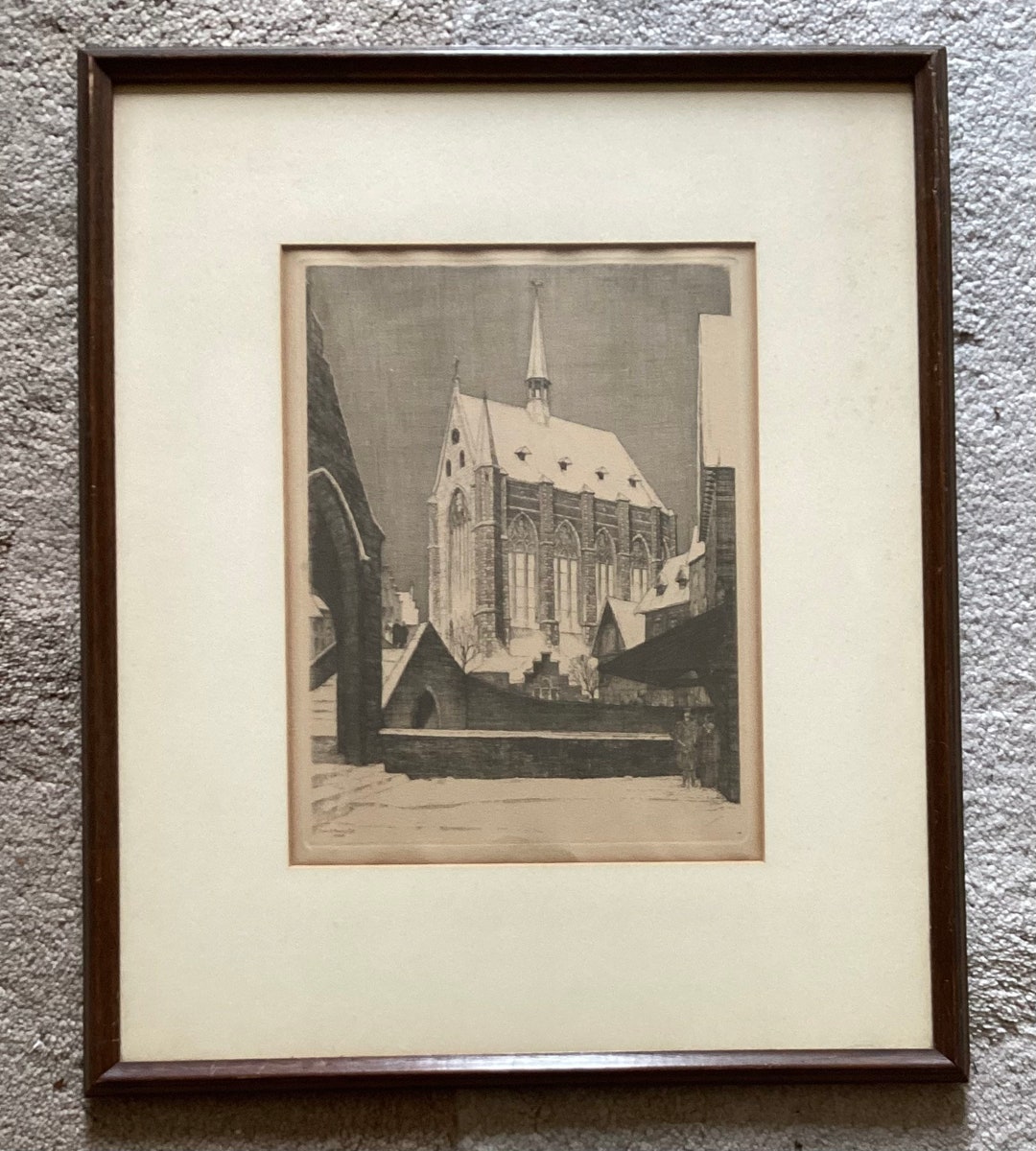 Vintage Leon R. Pescheret Etching of St. Nicholas Chapel, Belgium - Etsy