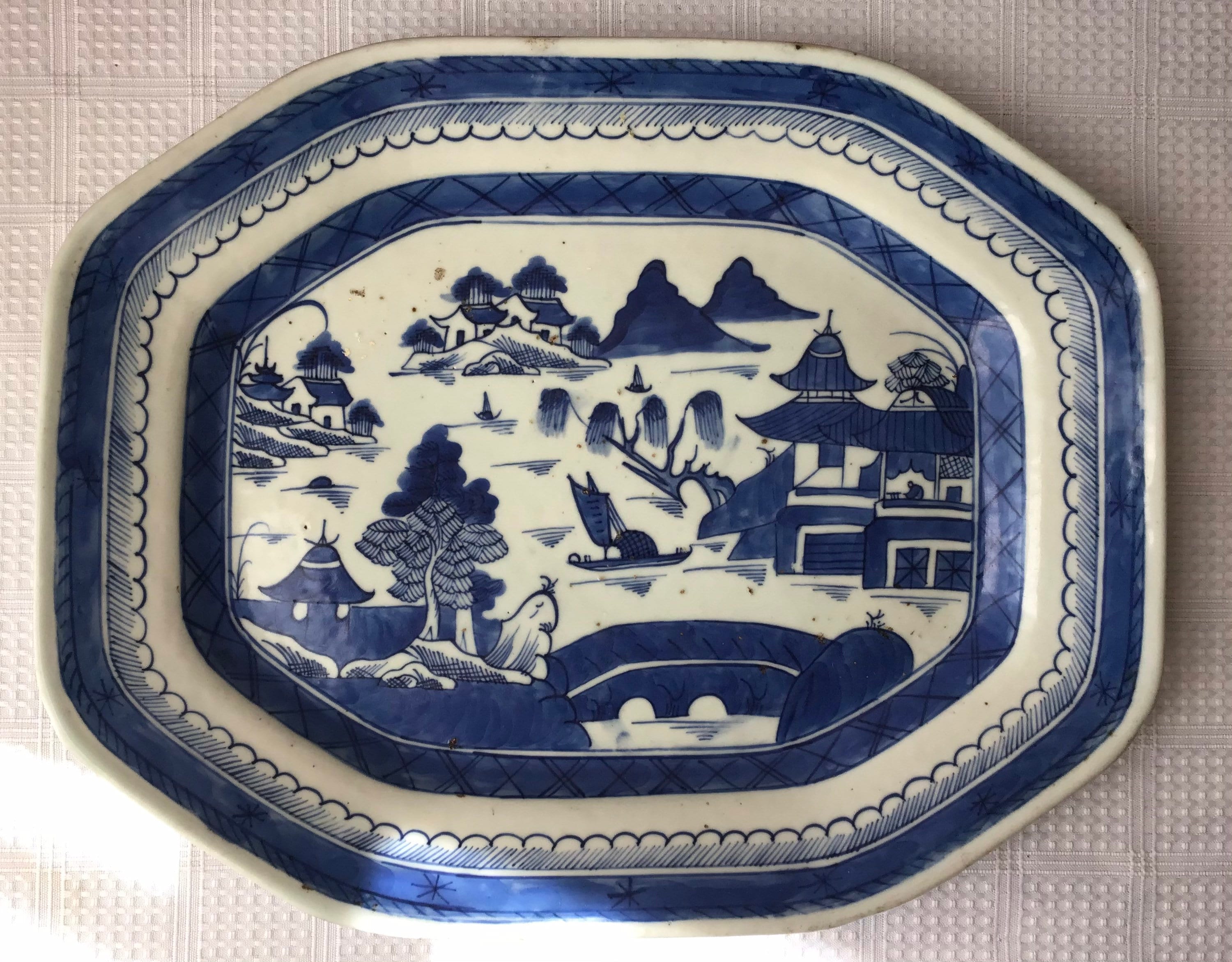 Large Antique 19th Century Chinese Porcelain Canton Platter | Etsy