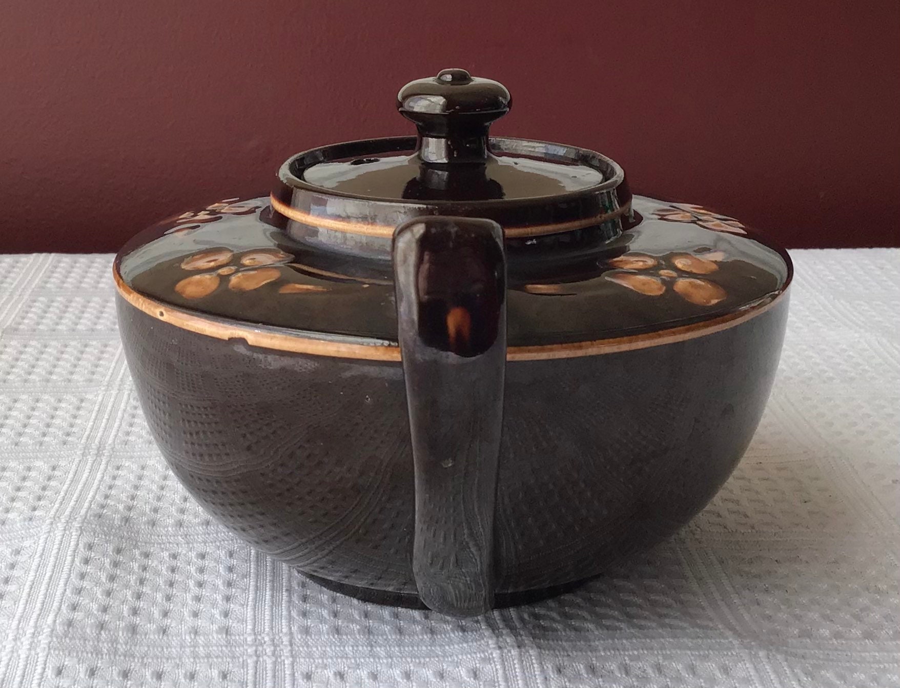 Vintage Ceramic Hand Decorated Teapot Made in England Dark - Etsy