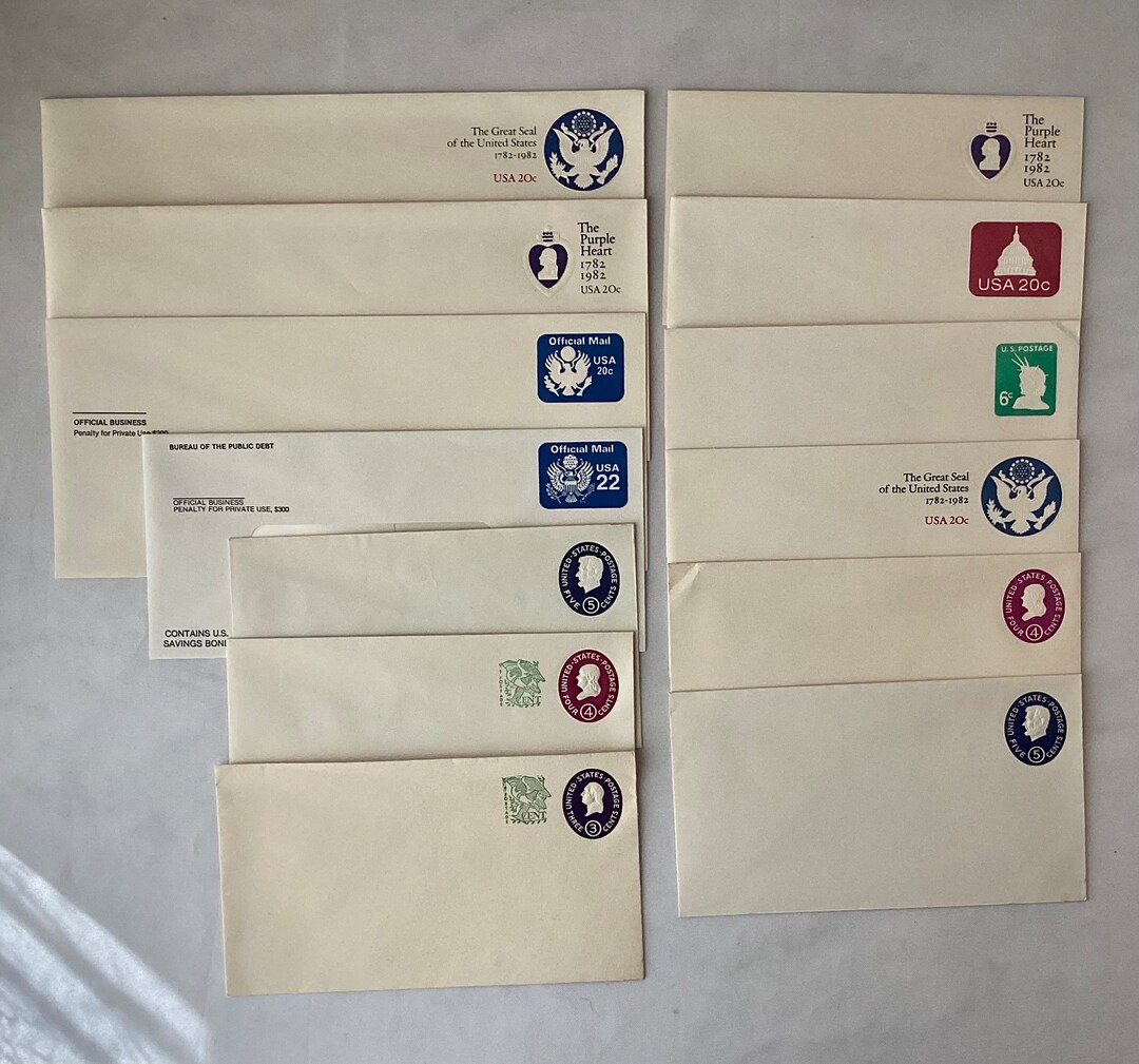 Lot of 13 Vintage US Embossed Cut Square Unused Enveloped Stamps - Etsy
