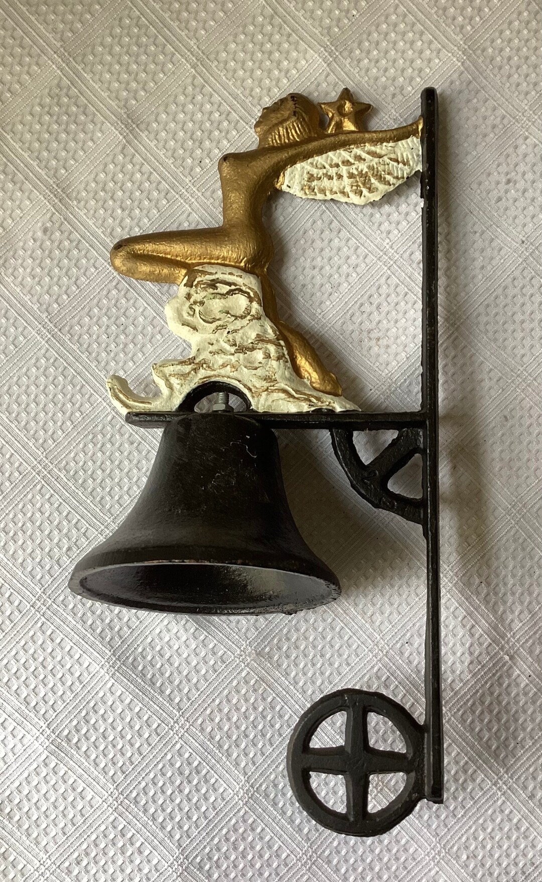 Vintage Wall Mount Cast Iron Bell With Winged Siren on Waves - Etsy
