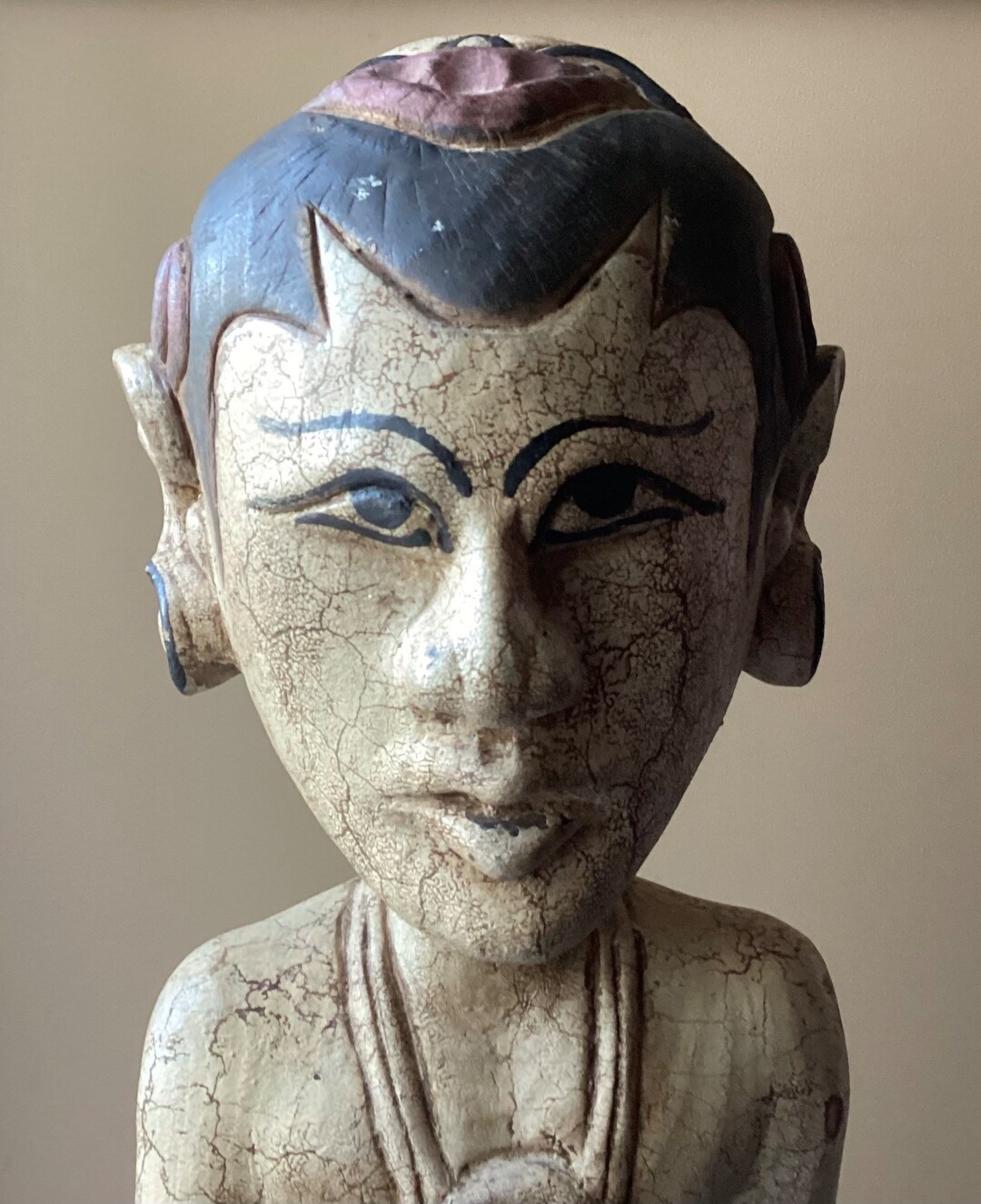 Antique Indonesian/ South East Asian Carved Wooden Statue, 31 1/4 Tall ...