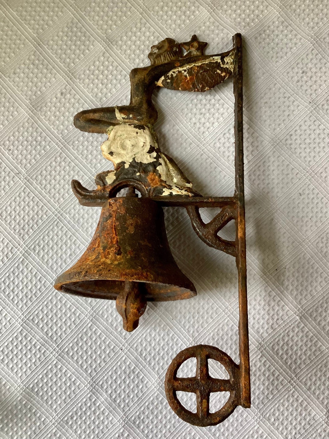Antique? /vintage Wall Mount Cast Iron Bell With Winged Siren on Waves ...