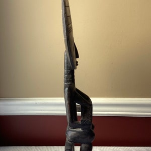 Vintage African Wooden Fertility Akua Ba Disk Headed Figure, 23 7/8” T ...