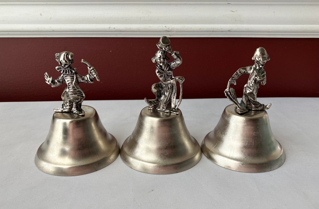 Set of 3 Vintage Circus Clown Themed Metal Bells, Unmarked, 3 3/4" T X ...