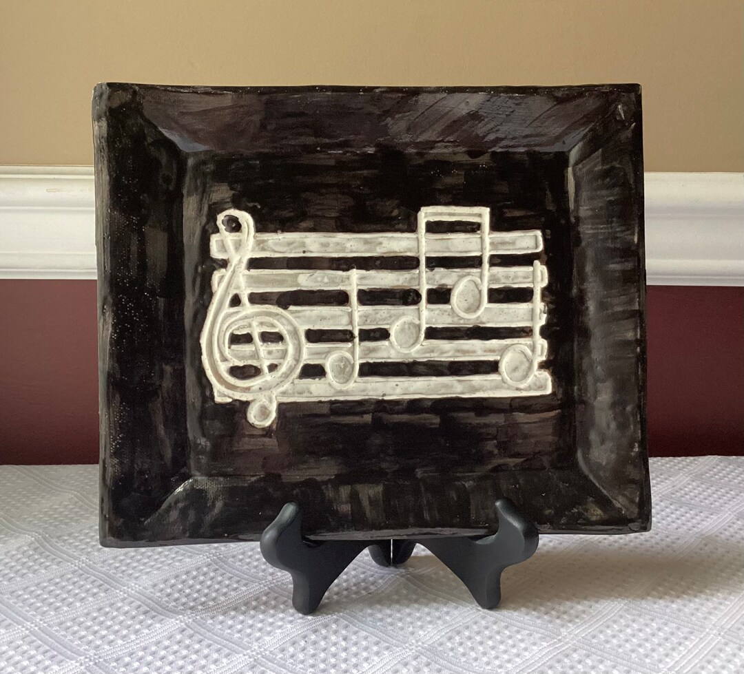 Vintage Ceramic Pottery Plate, Music Notes Design - Etsy