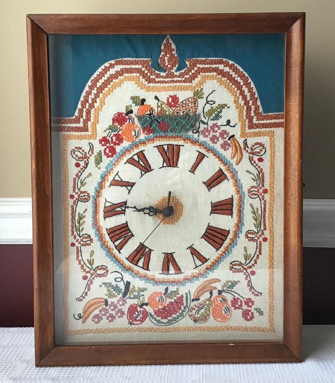 Vintage Wall Clock With Needle Point Face (from Mid. 20th Century ...