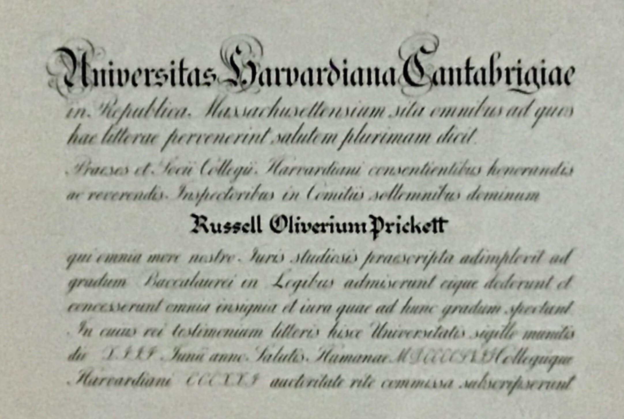Harvard Diploma Latin