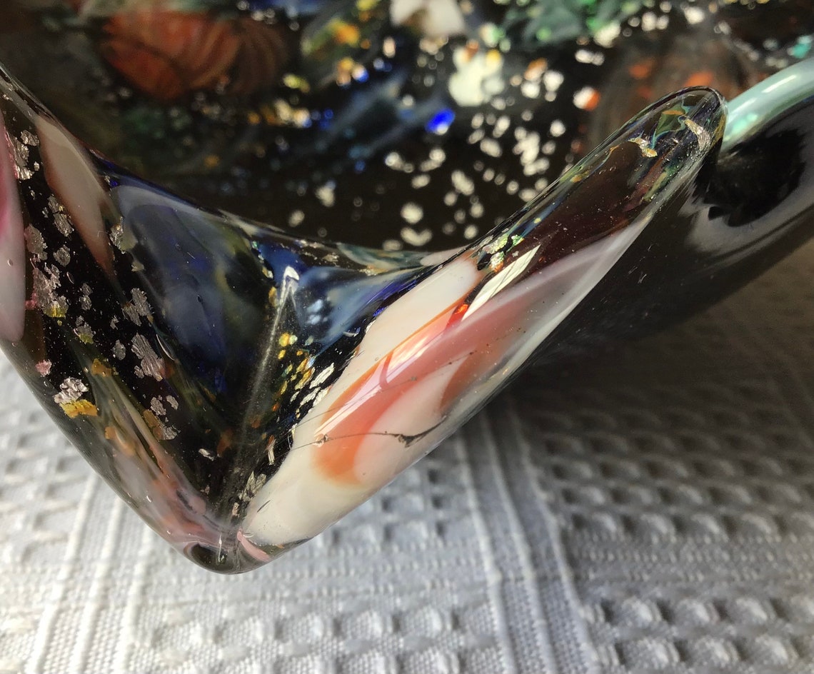 Vintage Greek Mixaha Polychrome Art Glass Bowl, 6 3/4” X 7” X 2 1/2” - Etsy