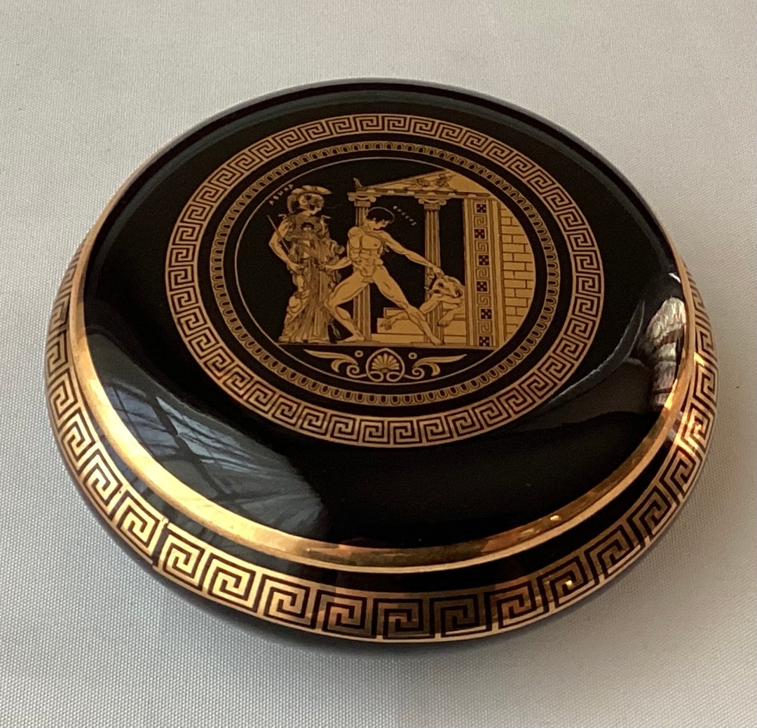 VTG Greek Porcelain Trinket Box Hand Made in Greece by Zygos - Etsy