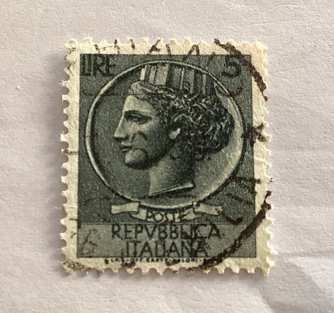 1955 Coin of Syracuse Repvbblica Italiana 5 Lire Stamp/ Italian Stamp ...