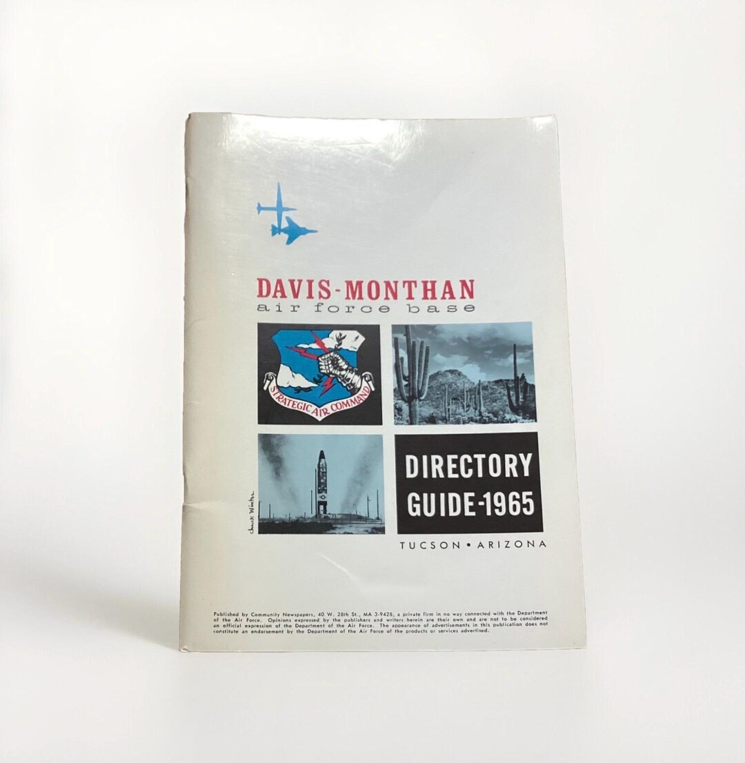 DAVIS-MONTHAN Air Force Base Directory Guide 1965, Rare Military ...