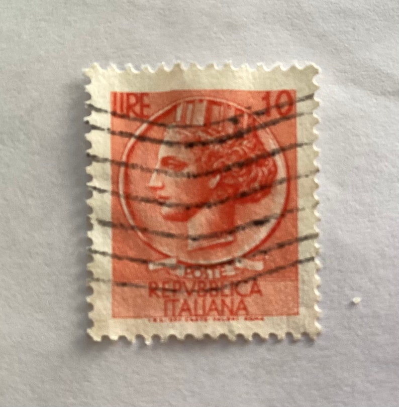 1955 Coin of Syracuse Repvbblica Italiana 10 Lire Stamp/ Italian Stamp ...