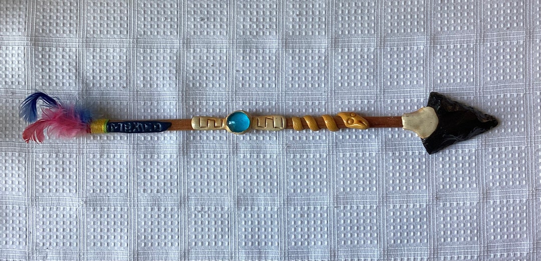 Arrow With Obsidian Arrowhead & Snake Design Handle, 15" L, Made in ...