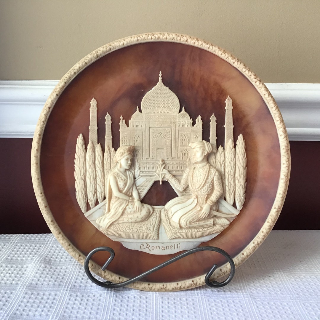Vintage the Taj Mahal Lovers Cameo Collector Plate, Hand Crafted ...