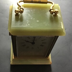 Vintage Azizoff Quartz Table Clock Made in England, Jade/ Alabaster ...