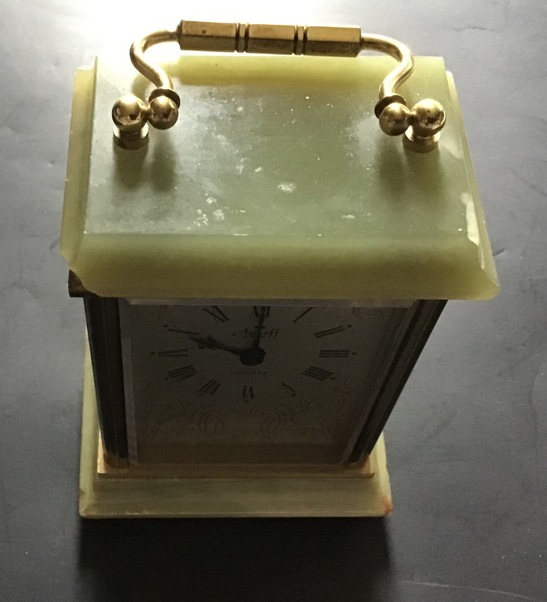 Vintage Azizoff Quartz Table Clock Made in England, Jade/ Alabaster ...