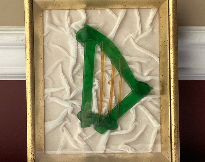 Vintage Hand Made Art Glass Harp in Frame - Etsy