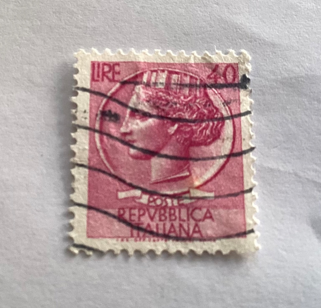 Vintage Repvbblica Italiana 40 Lire 1954 Stamp/ Republic of Italy Stamp ...