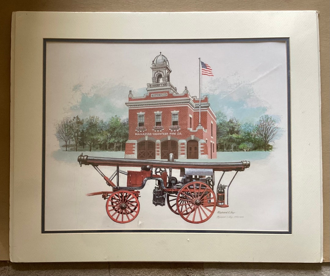 VTG Richard C. Guy Limited Edition Lithograph 549/1000 of Manassas Fire ...