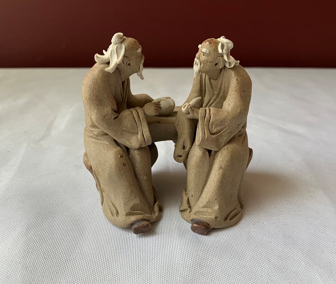 Vintage Miniature Chinese Pottery Mud Man Figurine, Unmarked, 2 1/2" T ...