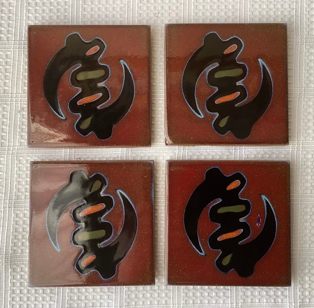 Set of 4 Vintage Arius Santa Fe Art Tiles Made in Italy, 1983 - Etsy
