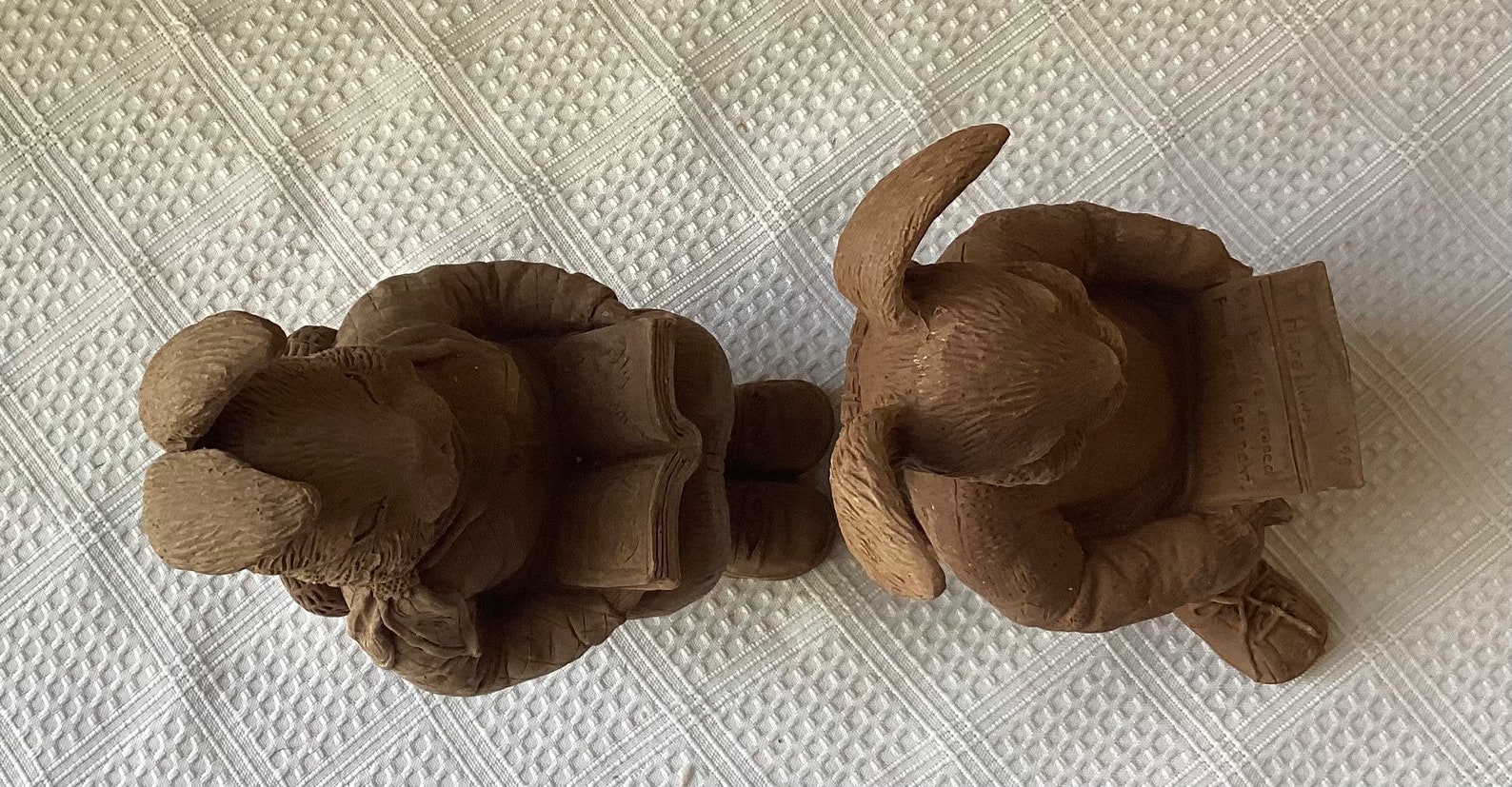 VTG 1994 Pecan Resin Rabbit Figurines With Base, “nana” & “papa”, 7 1/8 ...