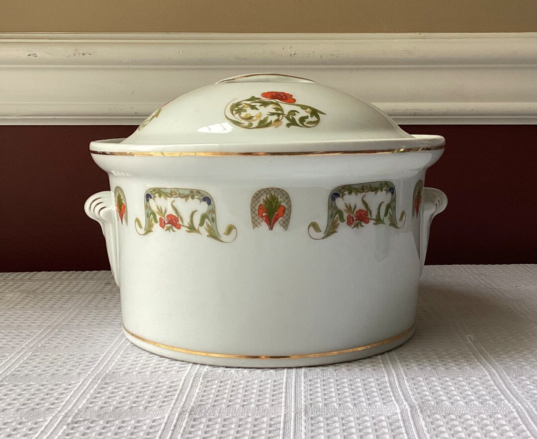 Vintage Lourioux “le Fauna” Fireproof Porcelain Cooking Pot With Lid ...