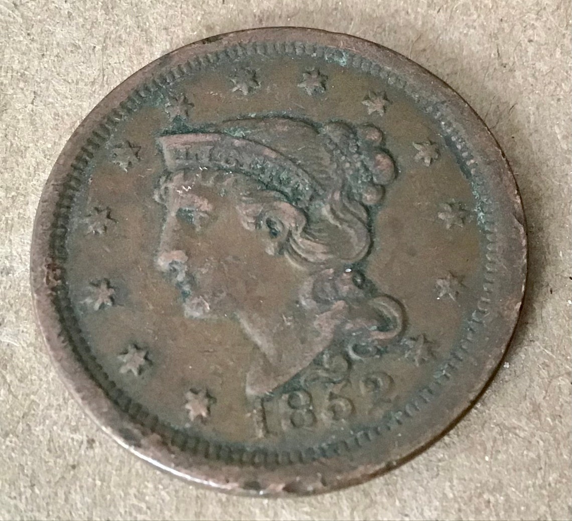 Large One Cent US Coin 1852 Lot 222 - Etsy