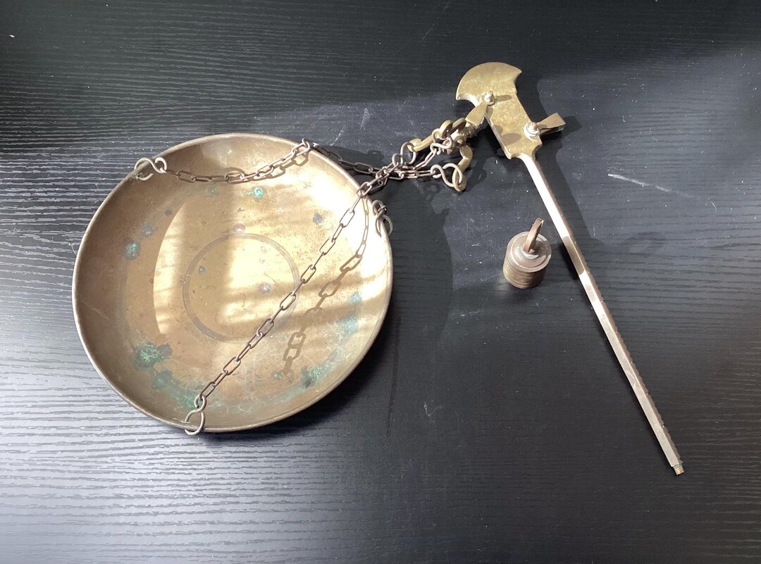 Antique Brass Roman Hanging Balance Scale (please Read the Condition ...