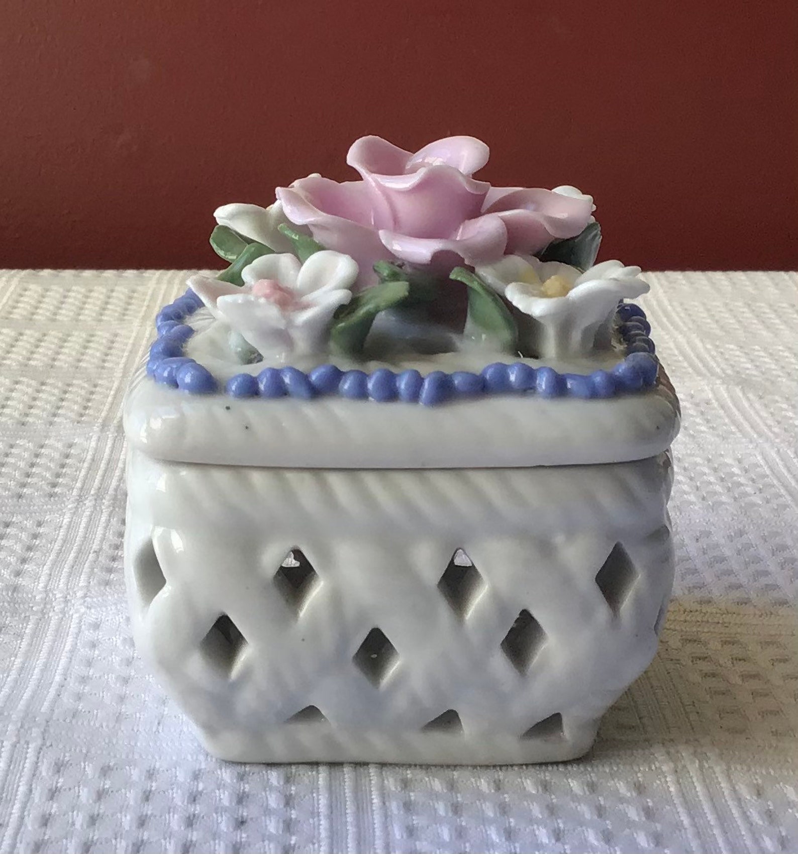 Vintage Chinese Porcelain Trinket Box Flower Box Design With - Etsy