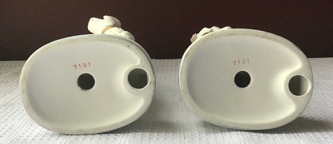 Pair of Vintage Ceramic Victorian Style Boy & Girl With Dogs Figurines ...