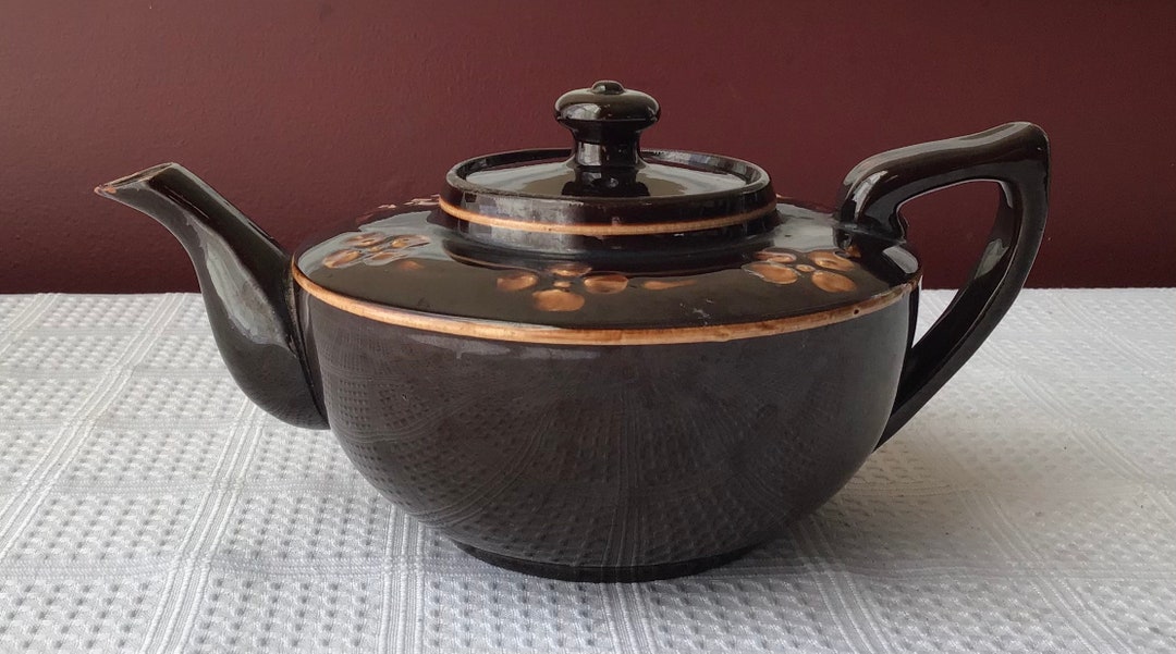 Vintage Ceramic Hand Decorated Teapot Made in England, Dark Brown - Etsy