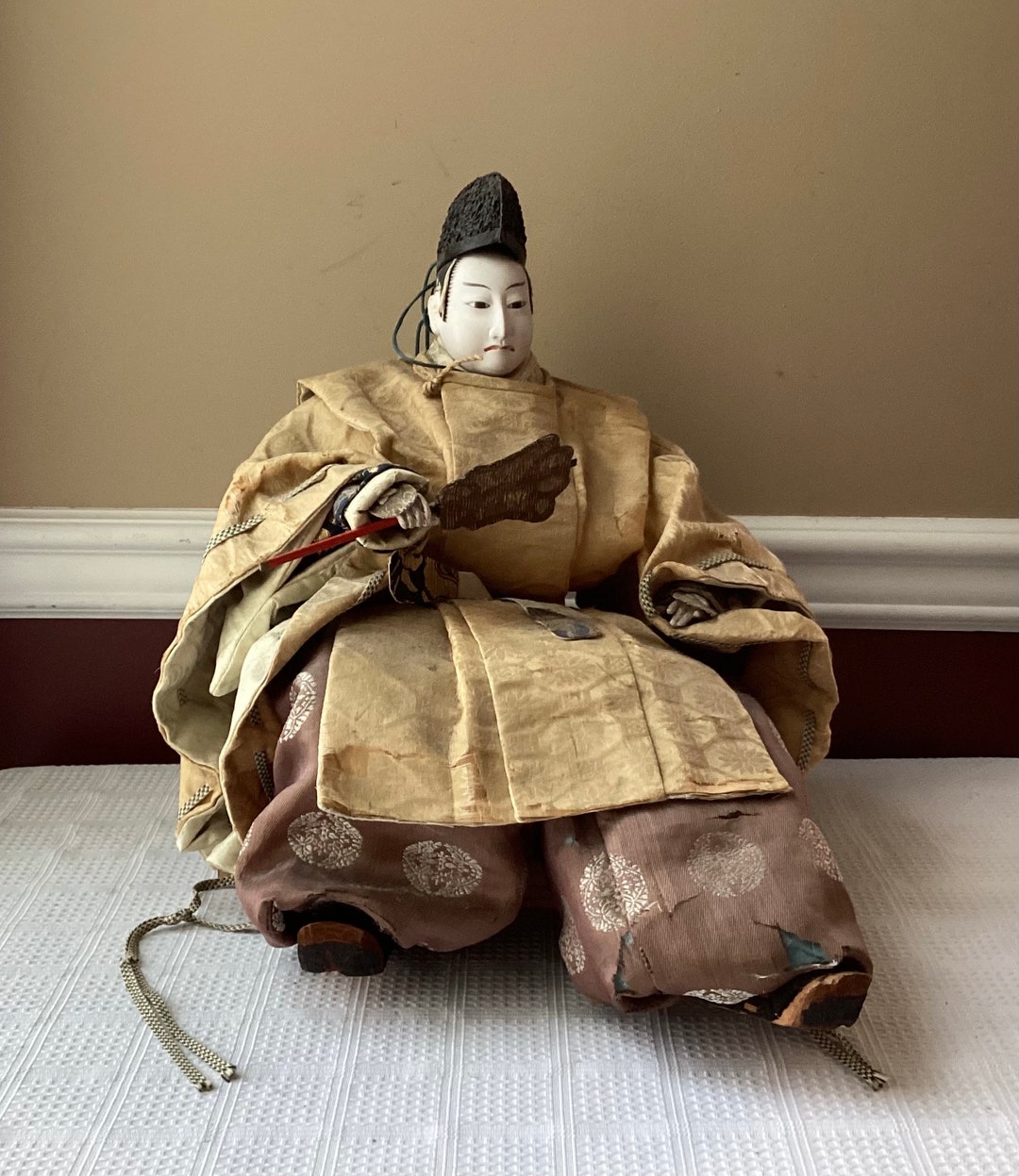 Antique Large Japanese Doll, Emperor Ojin, Meiji Period (1868-1912), 12 ...