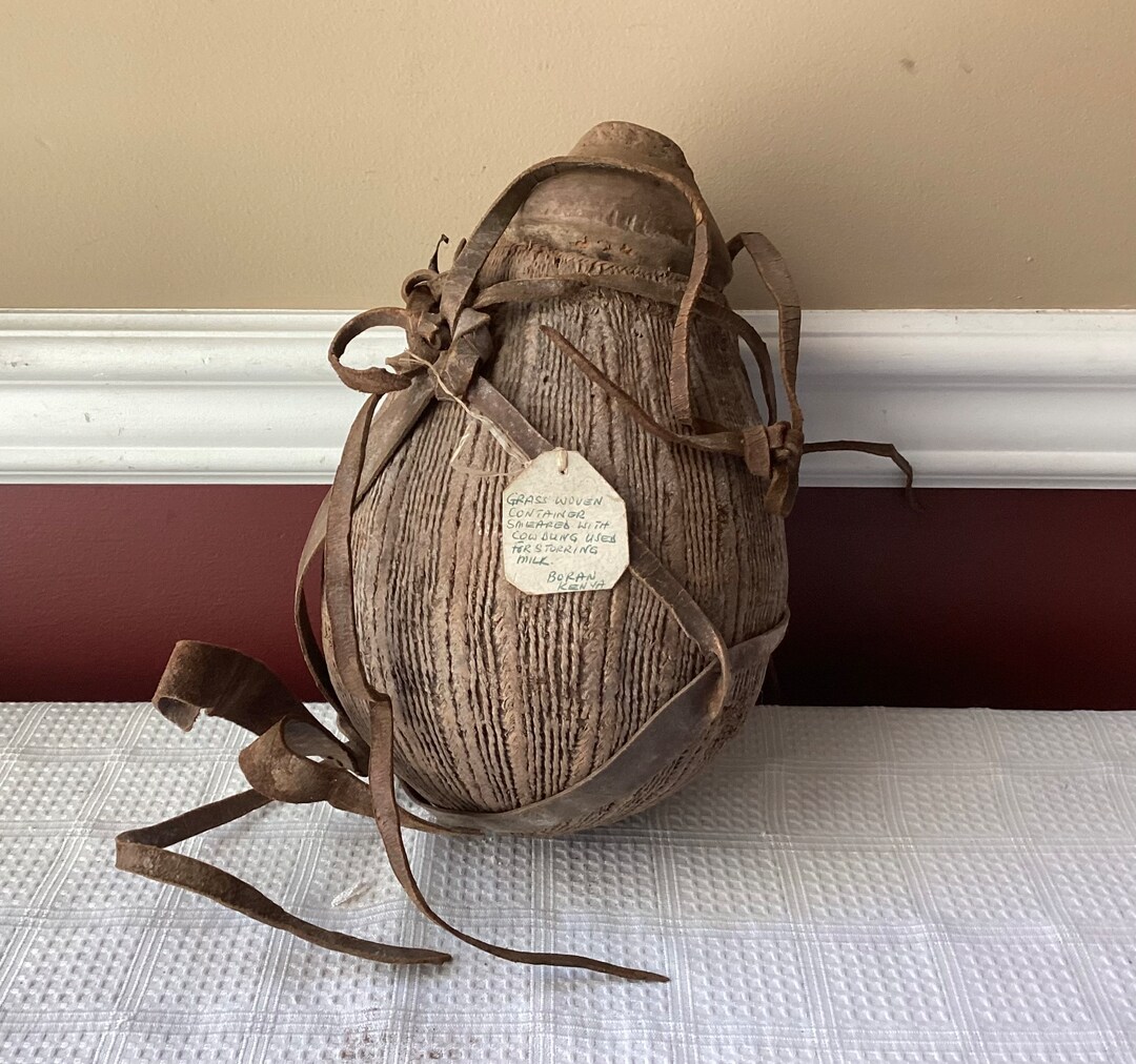 VTG African Grass Woven Borana Milk Jar, Made in Kenya, 9 1/4" Tall - Etsy