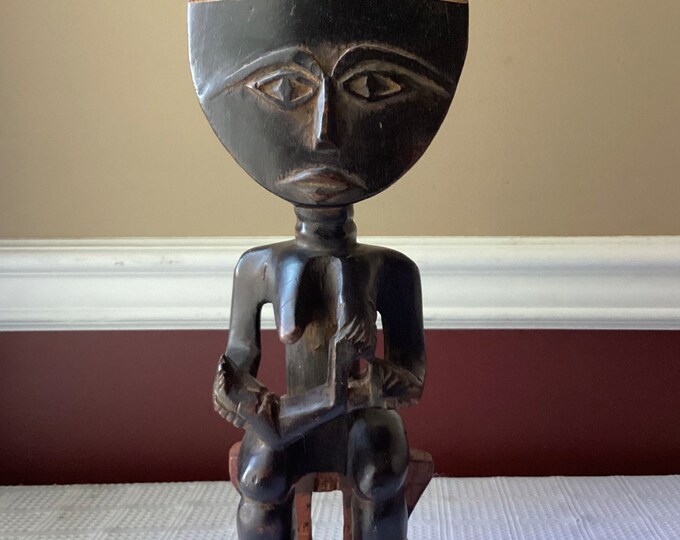Vintage African Wooden Fertility Akua Ba Disk Headed Figure, Asante, 15 ...