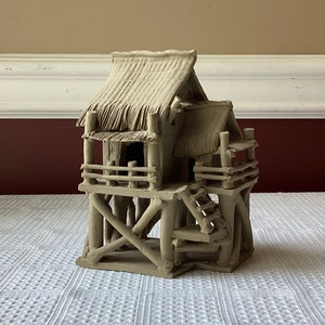 Vintage Clay Mud Figurine, Village Hut-design, Unmarked - Etsy
