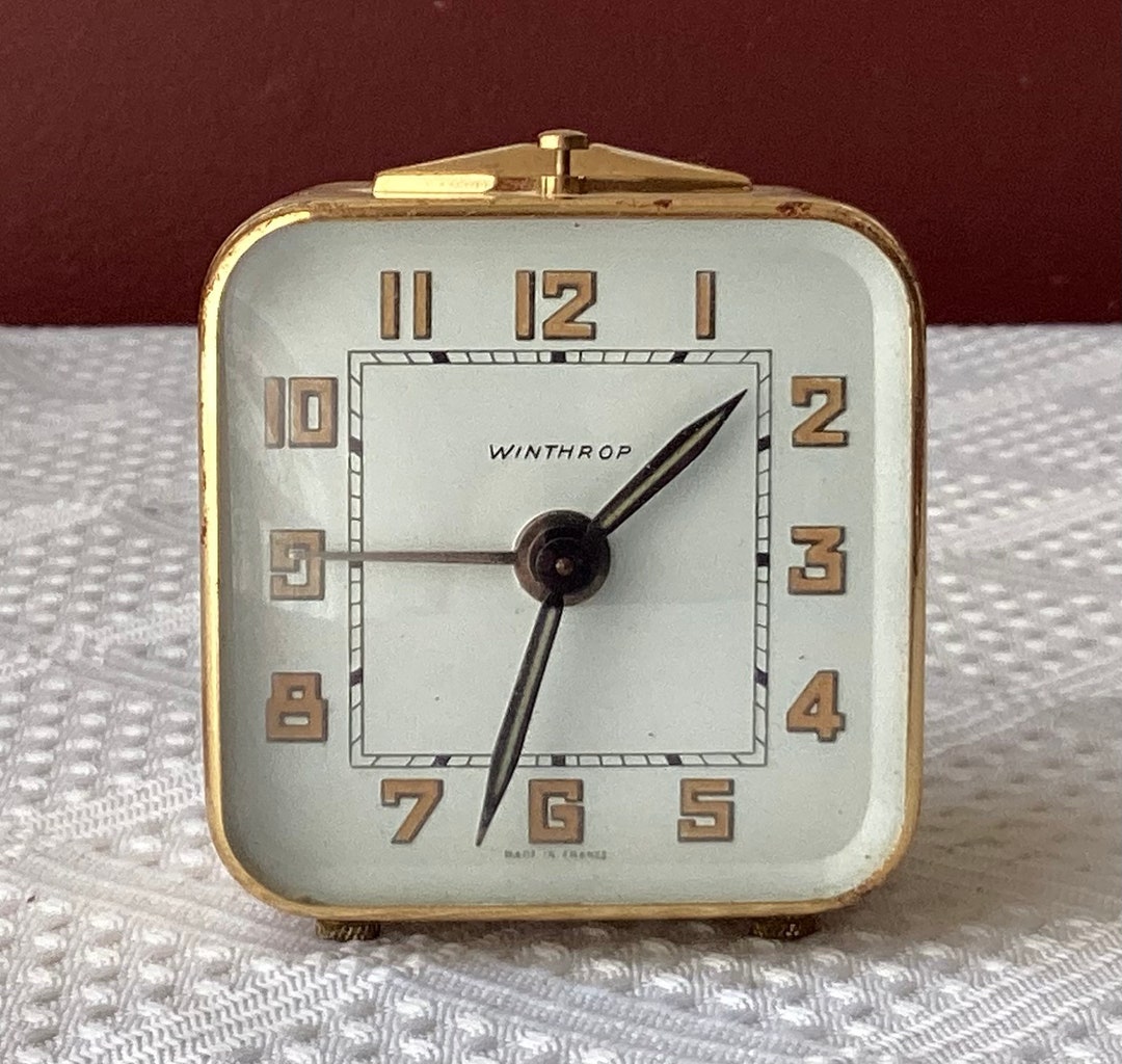 VTG Very Rare Winthrop Mechanical Travel Clock With Alarm Made in ...