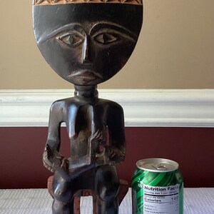 Vintage African Wooden Fertility Akua Ba Disk Headed Figure, Asante, 15 ...