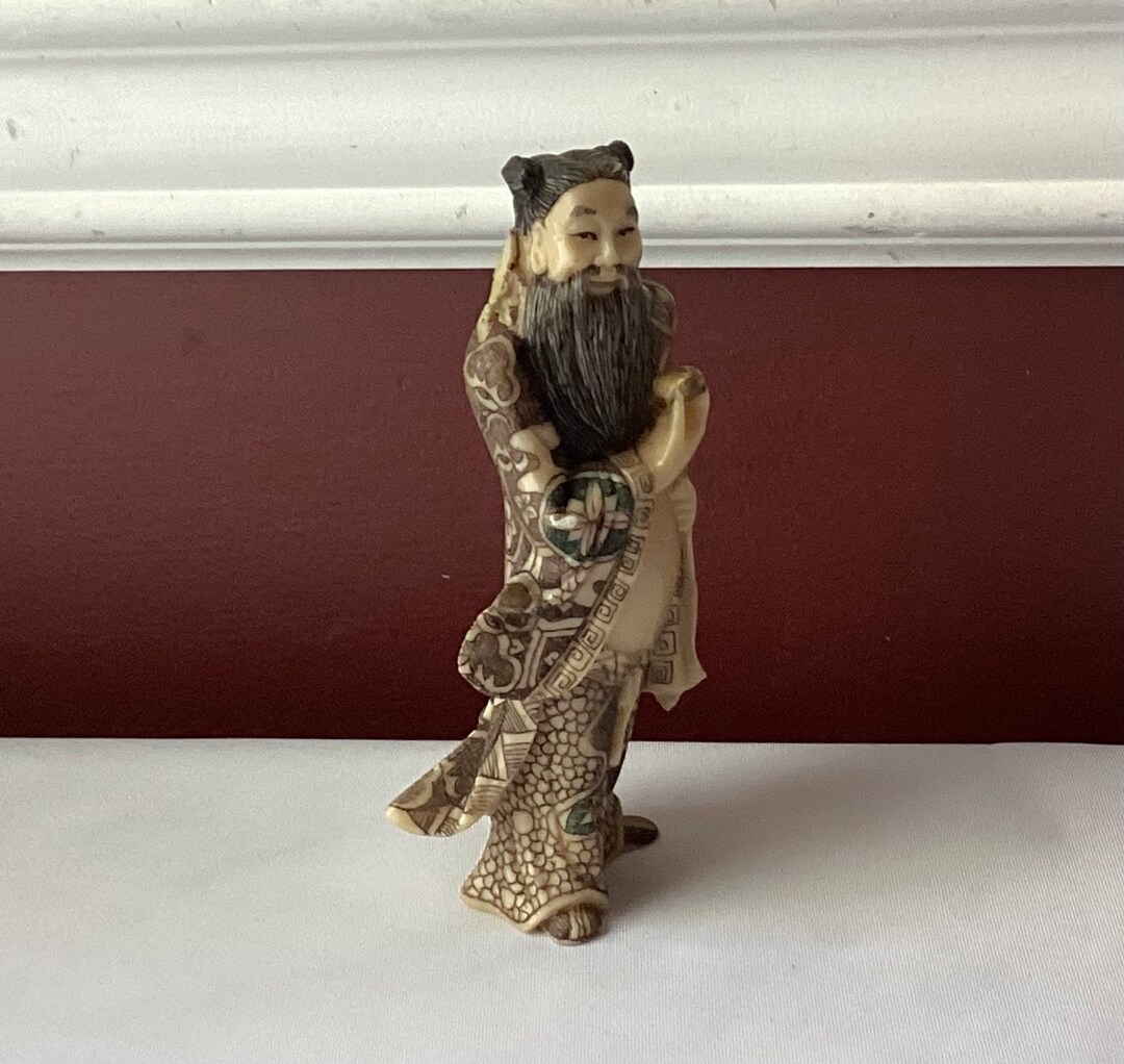 VTG Japanese/ Chinese Wiseman Carved Resin Figurine 5 3/8" T. - Etsy