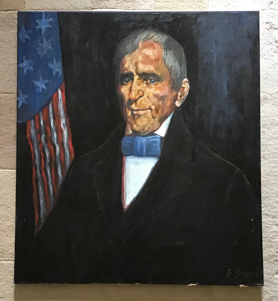VTG Oil Painting of 9th President of United States, William Henry ...