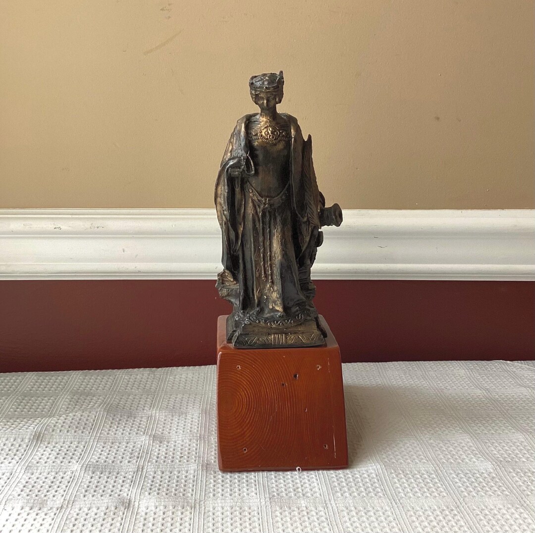 Antique Saint Barbara Statue on Wooden Base, Signed, 1908, 11.5" - Etsy