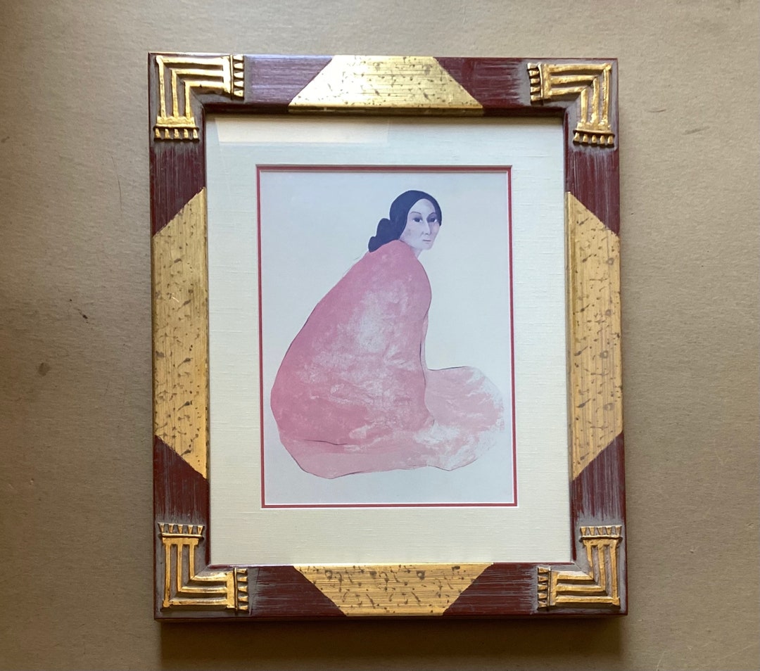Vintage R. C. Gorman Print of Portrait of A Navajo Woman in Ornate ...