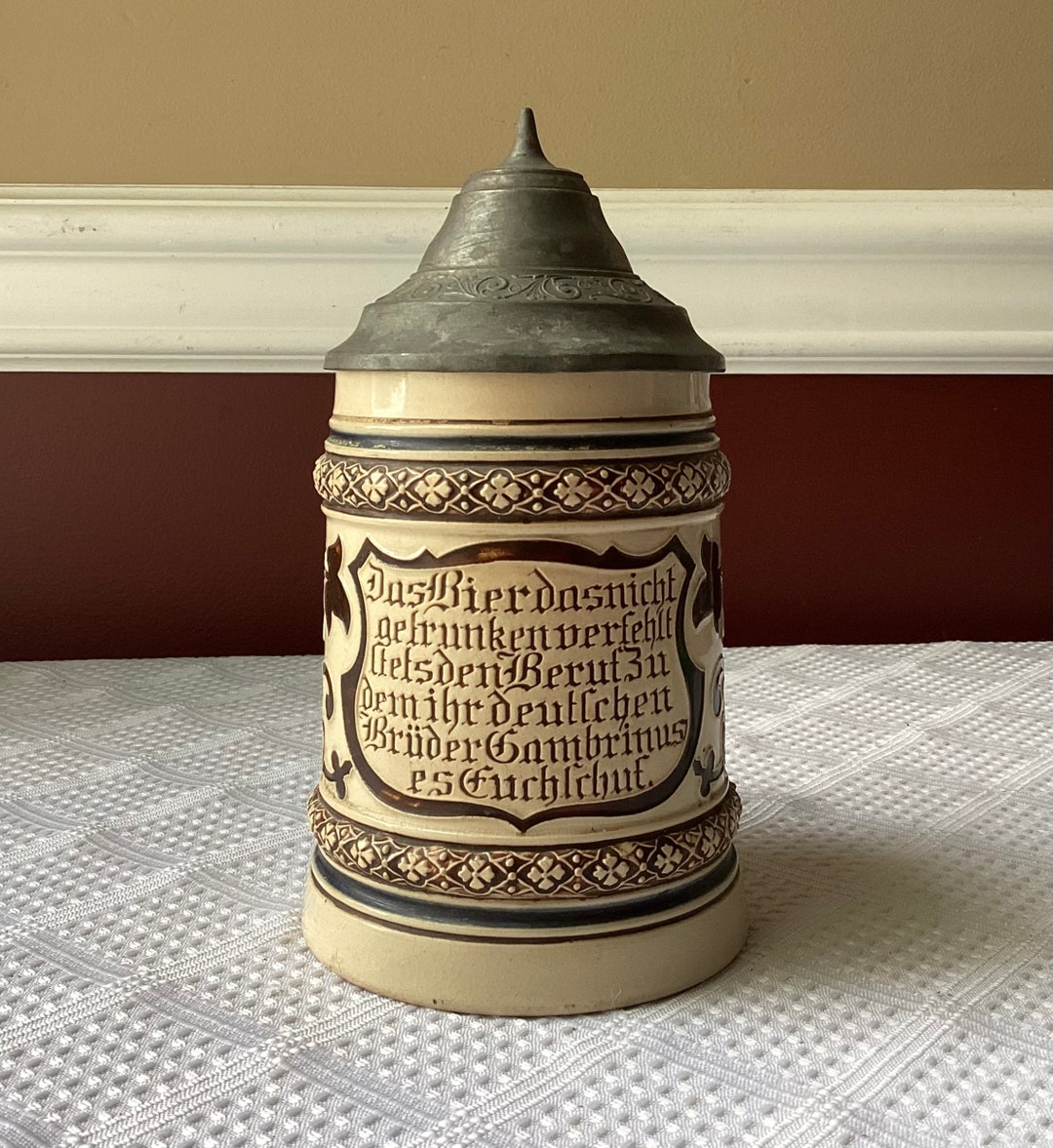 Antique 19th Century Gambrinus Lidded German Stein, 1/2 L. - Etsy