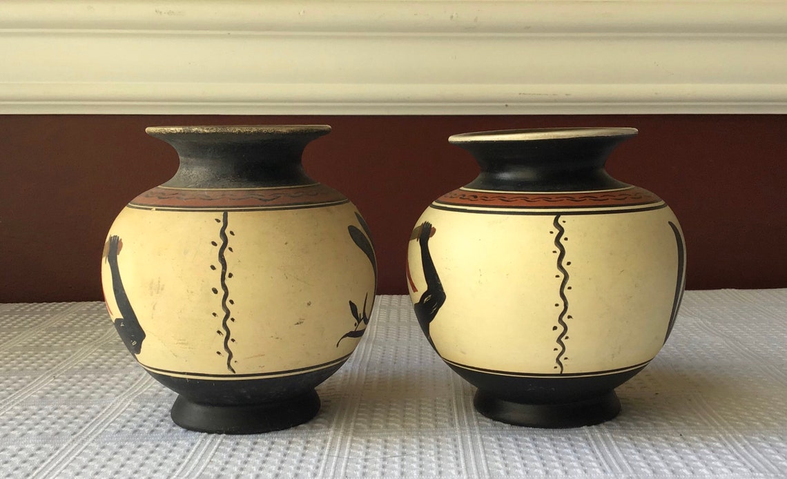 Lot of 2 Ceramic Greek Warrior Vases Made in Greece 4 - Etsy UK