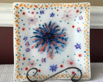 Vintage Greek Mixaha Square Art Glass Plate, 8” X 8” - Etsy