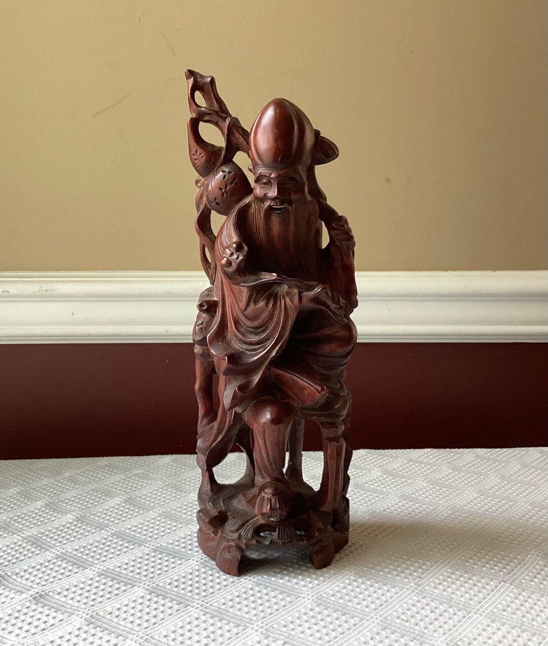 Vintage Chinese Wooden Carved Immortal God Statue, 12 1/2” Tall - Etsy