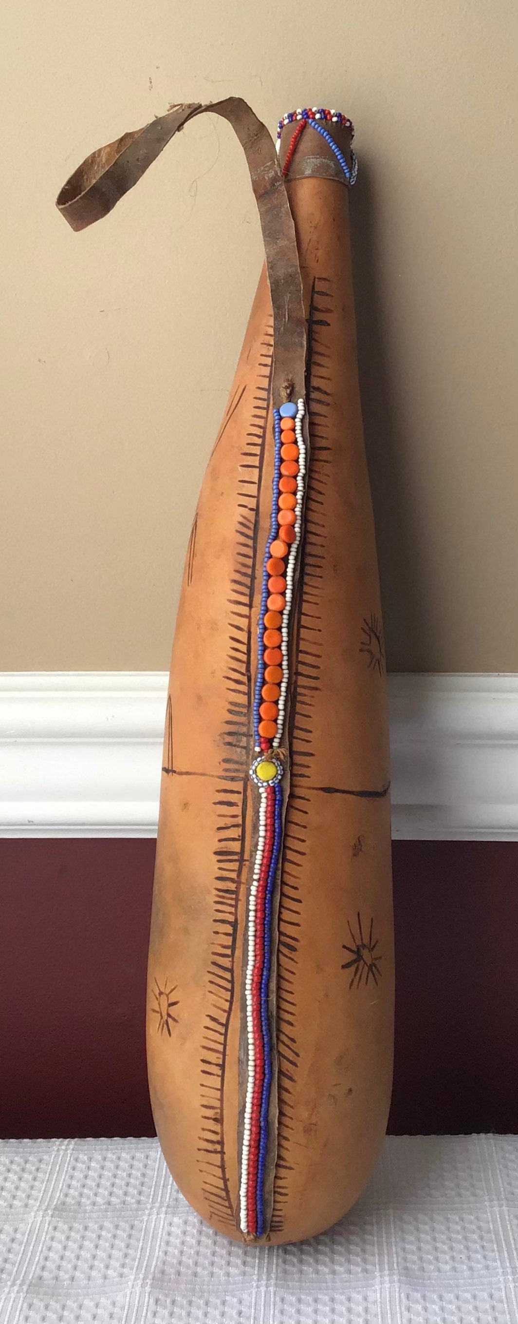 Vintage African Massai Drinking Gourd With Leather Band and | Etsy