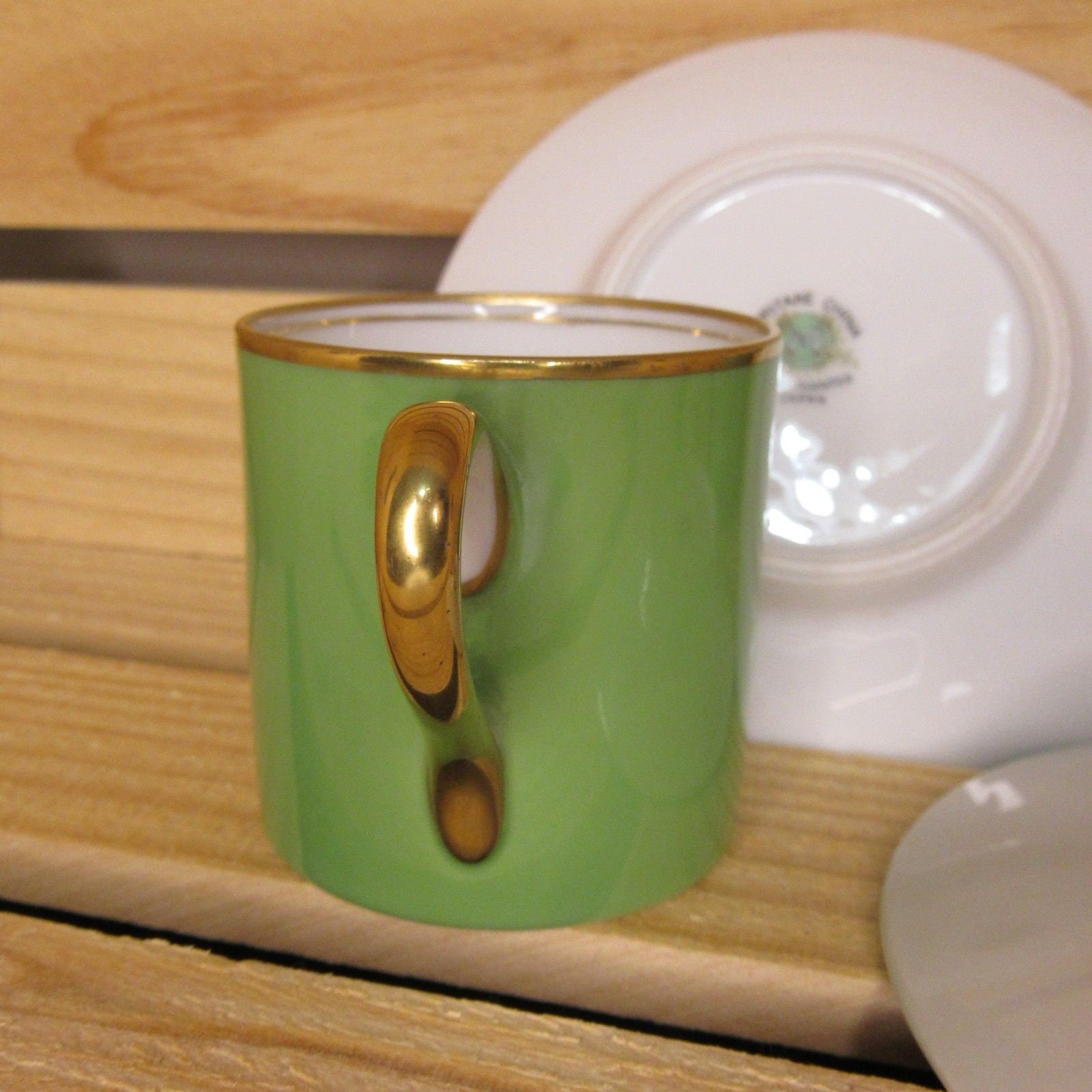 Beautiful Green and Gold Noritake Tea Cups and Saucers Set 1920's 1930 ...