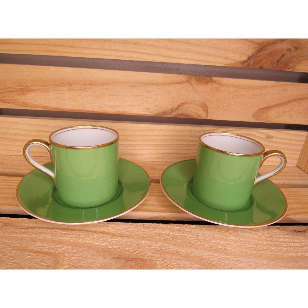 Beautiful Green and Gold Noritake Tea Cups and Saucers Set 1920's 1930 ...